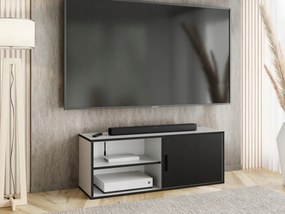 TV skříňka ROJO 2 bílý + černý otevřená TV skříňka s policí