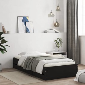 Rám postele se zásuvkami černý 100 x 200 cm kompozitní dřevo 3207288