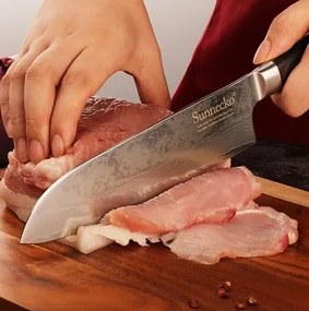 Kuchyňský Santoku nůž 7" Sunnecko 73 vrstev damaškové oceli