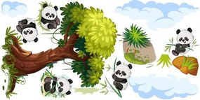 Nálepka pro děti veselé pandy na stromě 50 x 100 cm