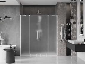 Mexen Velar Duo, posuvné sprchové dveře do otvoru 200 cm, 8mm sklo námraza, bílá matná, 871-200-000-32-20