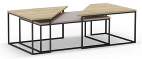 Konferenční stolky s deskou v dubovém dekoru v sadě 3 ks 70x110 cm Titan – Marckeric