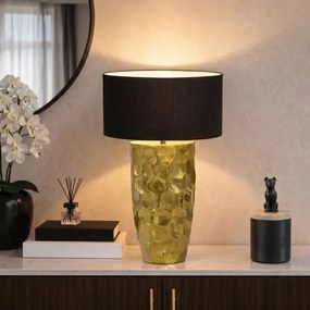 Designová stolní lampa Noir Elegance ručně tepaná zlatá