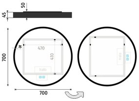 Nimco ČERNÉ LED zrcadlo pr. 700 se dvěma dotykovými senzory - ZPC 31001RVX-90