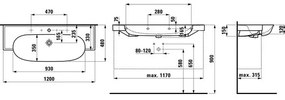 Laufen The New Classic Nábytkové umyvadlo 120 cm, bílá matná H8138587571041