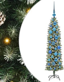 Umělý štíhlý vánoční strom Zelená a bílá 120 cm 3395276