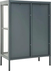 Příborník antracitový 75 x 35 x 105 cm ocel a sklo 336072