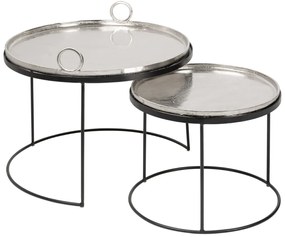 OnaDnes -20% Moebel Living Set dvou stříbrných kovových konferenčních stolků Santino 62/46 cm