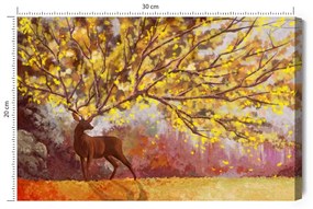 Obraz Příroda S Jelenem Akvarelem Nedostatek Nedostatek Přírodní plátno 40x30