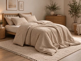 Oboustranné mušelínové povlečení AVESSO béžové Rozměr povlečení: 2 ks 70 x 90 cm | 200 x 200 cm