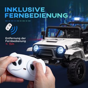 AIYAPLAY HOMCOM Elektrické dětské auto, terénní vozidlo 12 V 3-5 km/h s připojením na hudbu, dětské vozidlo s dálkovým ovládáním 2.4G, světlomety, kl…