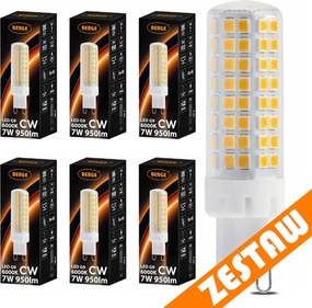 SADA 6 x LED žárovka G9 7W 950lm 6000K - studená bílá