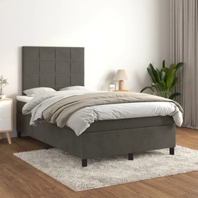 vidaXL Box spring postel s matrací 120 x 200 cm samet [3143014] Barva: Tmavě šedá