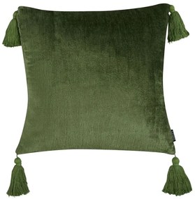 Sametový polštář se střapci 45 x 45 cm zelený HIZZINE Beliani