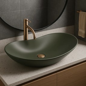 Rea Royal, umyvadlo na desku 615x355x155 mm, zelená matná, REA-U6372
