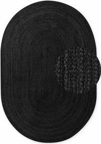 Hanse Home, Kusový koberec Jute Braided 106322 Black ovál, 160x230 ovál, černá, chodba / předsíň