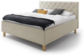 Čalouněná postel ARNAUD 160x200 s úložným prostorem, béžová Barva: dřevo