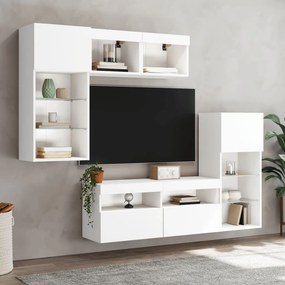 5dílná obývací stěna s LED osvětlením bílá kompozitní dřevo 3216725