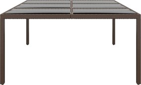 Zahradní stůl se skleněnou deskou hnědý 200 x 150 x 75 cm ratan 310589