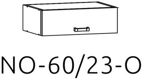 NO-60/23-O horní skřínka typu nástavec kuchyně Plate Barva korpusu skříněk: Šedá grenola, Barevné provedení: Světle šedá mat