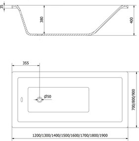 Mexen Cubik obdélníková vana 190 x 90 cm s krytem, bílá - 55031909000X