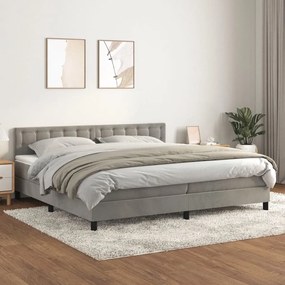 Box spring postel s matrací světle šedá 200x200 cm samet,  3141563