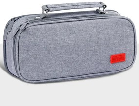 Multifunkční Penál s Přihrádkami, Šedý Polyester, 24x11x7 cm