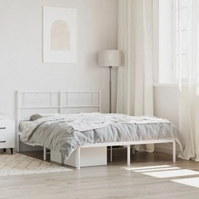 Kovový rám postele s čelem bílý 135 x 190 cm