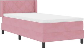 Postel s boxspringem s čelo Růžová 200 x 100 cm samet 3341515