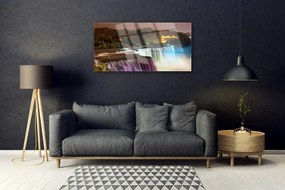 Obraz na skle Les Vodopád Příroda 100x50 cm