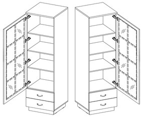 Flawia | vitrína/regál 1D2S | 60,2 cm | artisan/bílá | univerzální provedení dvířek