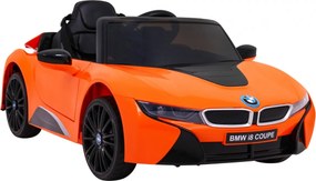 Ramiz Elektrické autíčko BMW i8 Lift oranžové + dálkové ovládání + pomalý rozjezd + 3bodové pásy + MP3 USB + LED