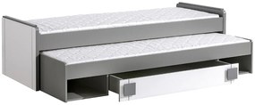 G16 Patrová postel nízká s úložným prostorem GUMI Barevné provedení Gumi: Antracit / Bílý Diamant, Matrace 80x200x12cm (horní): Minibonell jednostranný + latex +2990Kč, Matrace 80x195x8cm (spodní): bez matrace +0Kč