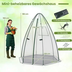 Costway Mini přenosný skleník s dvířky na zip Vstupní PE bublinkový kryt