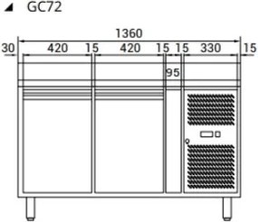 Chladicí stůl Tefcold GC 72 (30078) nerez, 2 dveřový