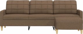 3místná pohovka s podnožkou hnědá 210 cm textil 3278252
