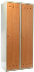 Rauman Kovová šatní skříň s dřevěnými dveřmi, 80 x 50 x 180 cm, cylindrický zámek - buk