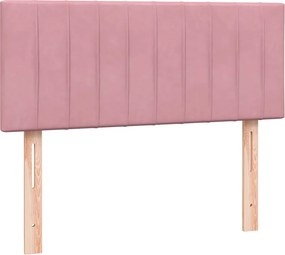 Box spring postel s matrací a LED růžová 120x220 cm samet 3317120