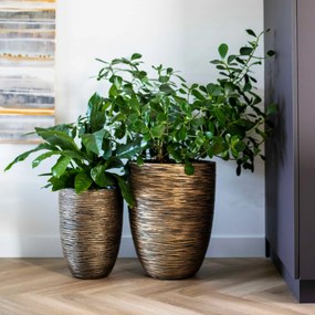 Capi Nature Rib NL Vase Elegant Low Black Gold Ø 34 cm / V 46 cm