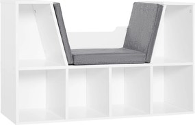 HOMCOM Knihovna se sedákem 6 kubických prvků, originální dětská knihovna, botník s polstrováním, víceúčelová 102x30x61cm | Aosom