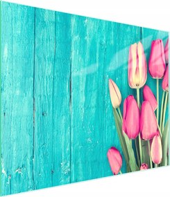 Skleněná Krájecí Deska 52x30 Tulipány Tvrzené Sklo