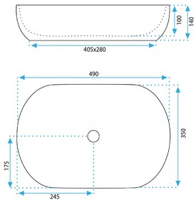 Keramické umyvadlo na desku REA LISA, lesklé modré