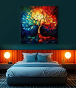 Obraz na plátně - Strom života Oheň v duši FeelHappy.cz Velikost obrazu: 100 x 100 cm