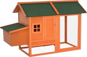 PawHut Prefabrikovaný Dřevěný Kurník s Hnízdící Bednou pro Skladování Vejec, Kurník s Vyjímatelnou Podložkou do Zahrady, 170x74x106 cm | Aosom
