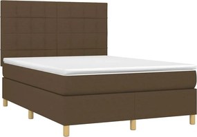 Box spring postel s matrací a LED tmavě hnědá 140x200 cm textil 3135440