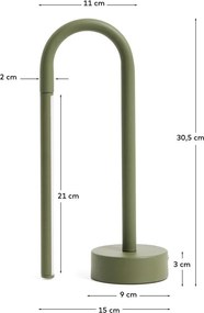 Zelená kovová LED stolní lampa (výška 30 cm) Bow – Kave Home