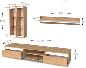 Casarredo - Komfort nábytek Obývací stěna, sestava OHIO dub artisan