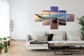 Vícedílný obraz Východ Slunce Nad Baltským Mořem Nedostatek Nedostatek Přírodní plátno 200x120