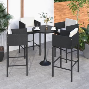 vidaXL Barové stoličky 4 ks s poduškami polyratan [316659] Barva: Černá