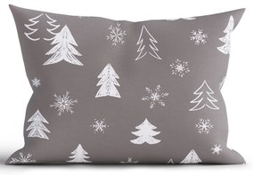 MK Lůžkoviny Vánoční bavlněný povlak na polštář Renforcé 40 x 60 cm - Stromečky šedé